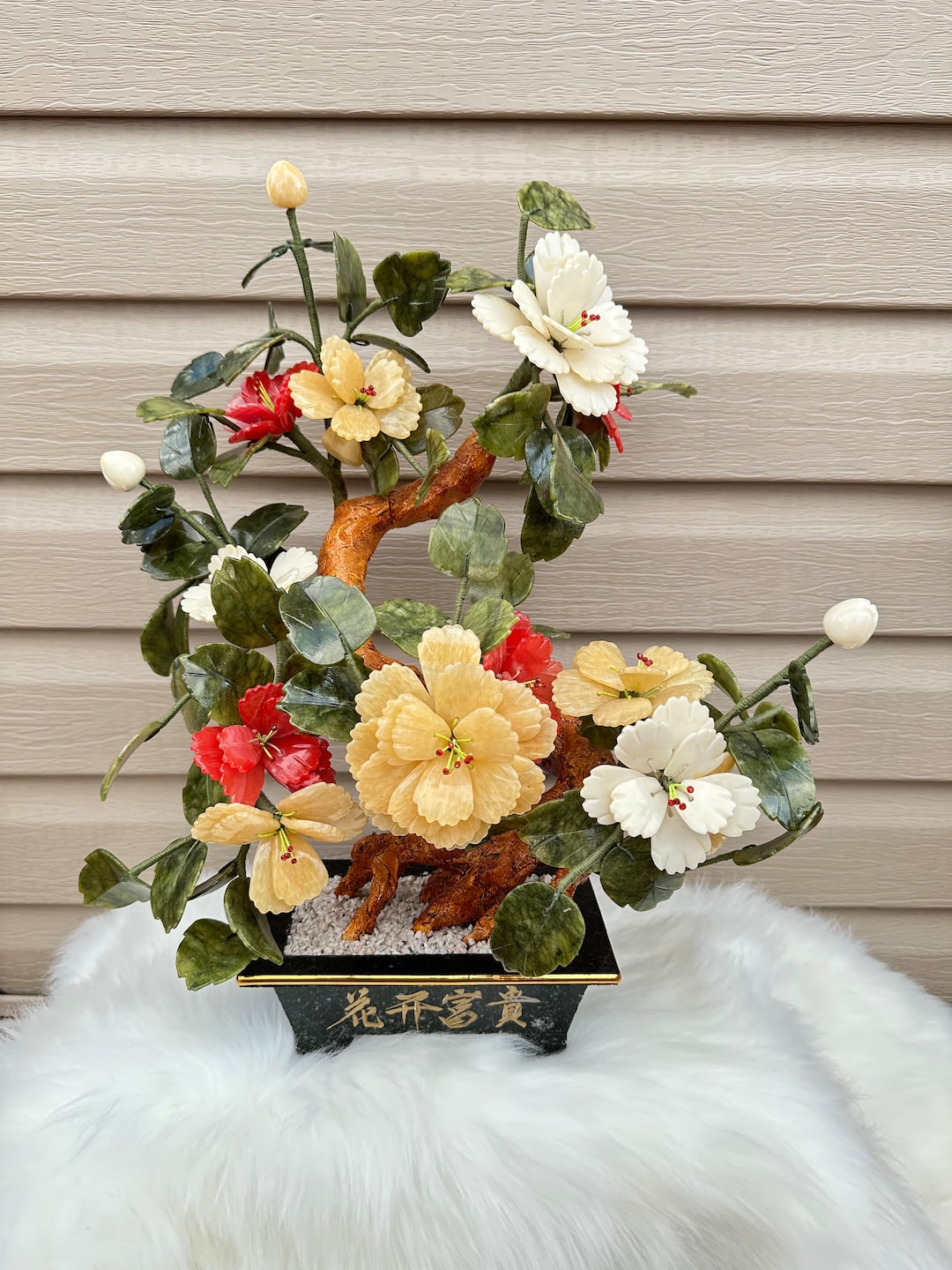 Large Vintage Jade/glass/stone Bonsai Tree - Etsy