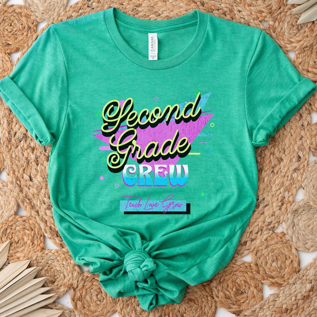 Second Grade Teacher Shirt, 90s 2nd Grade Crew Tee, Team Second Grade ...