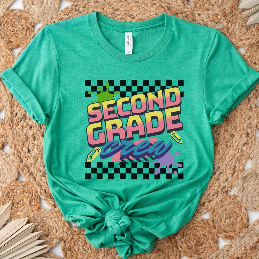Second Grade Teacher Shirt, 90s 2nd Grade Crew Tee, Team Second Grade ...