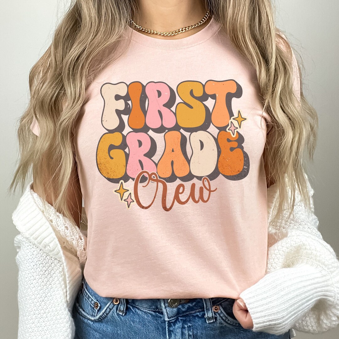 First Grade Retro Teacher Shirt, 1st Grade Shirt, Grade Level Tshirt ...