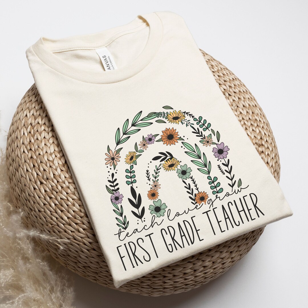 Wildflower First Grade Shirt, 1st Grade Teacher Gift, Floral Teacher ...