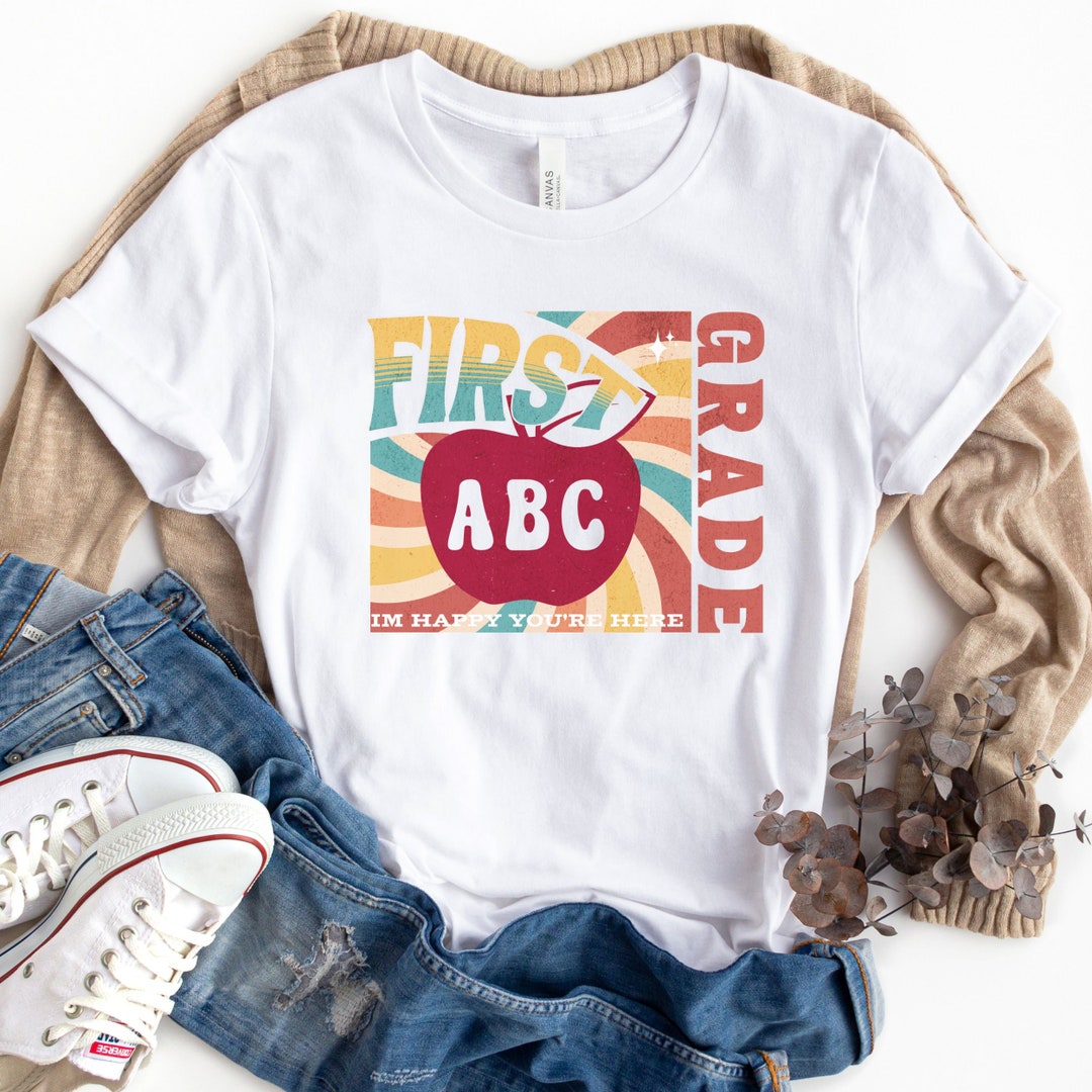First Grade Teacher Shirt, 1st Grade Teacher Crew, Vintage Retro Grade ...