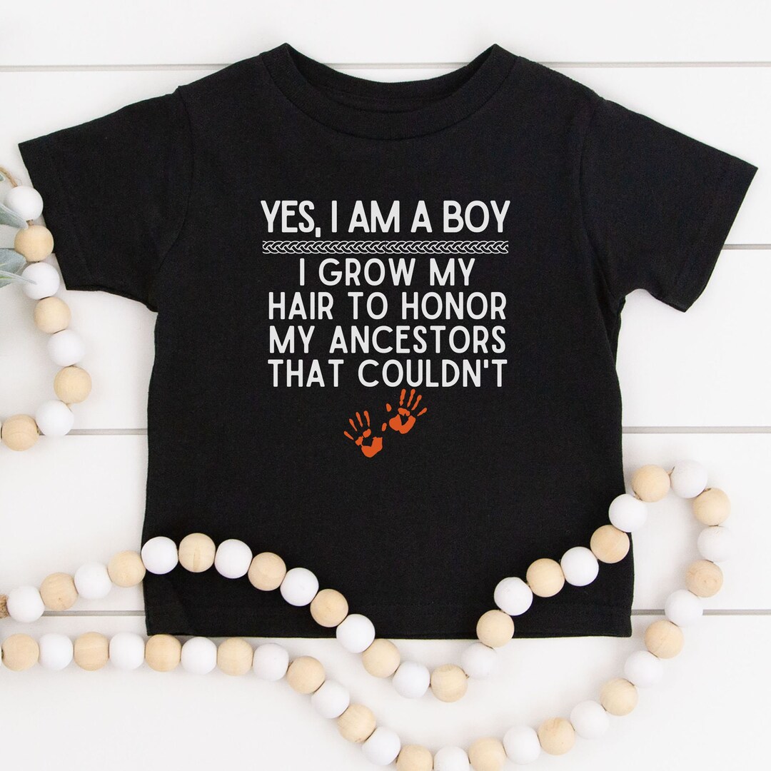 Shirt for Boys With Long Hair, Boys With Braids T-shirt, Native ...