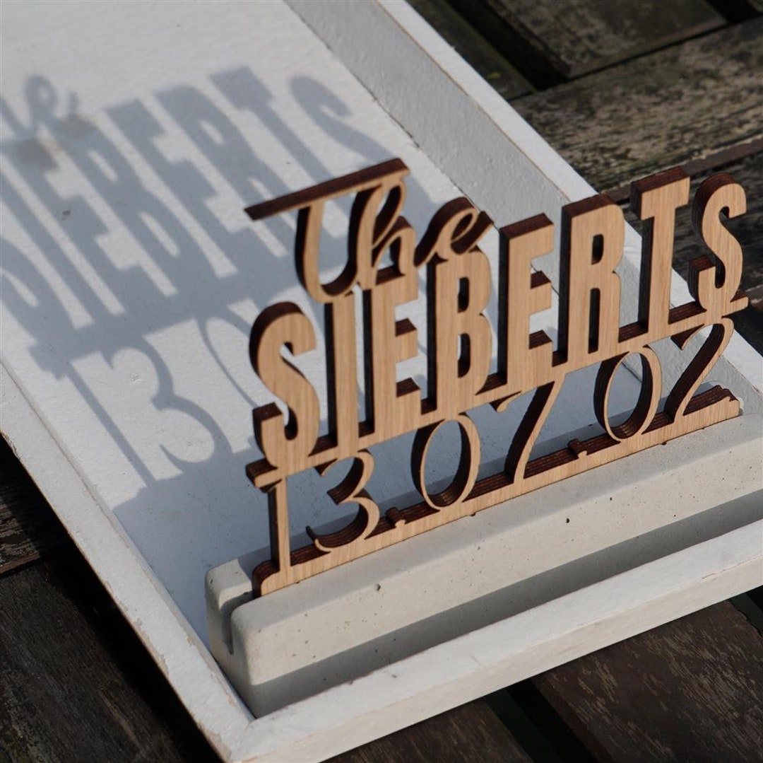 Wooden and Concrete Stand Personalized Family, Friends, Relatives ...