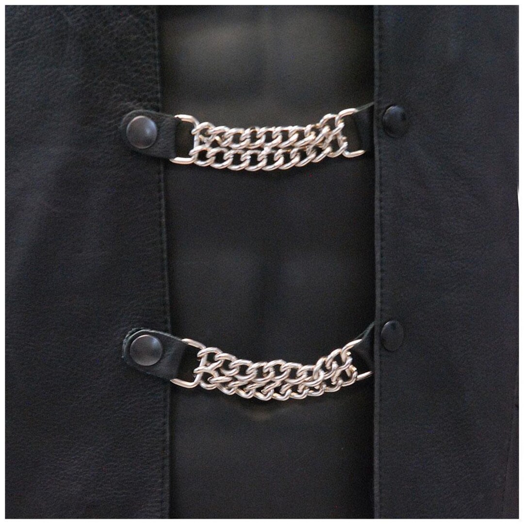 Black Snap Chain Vest Extenders With Leather - Etsy