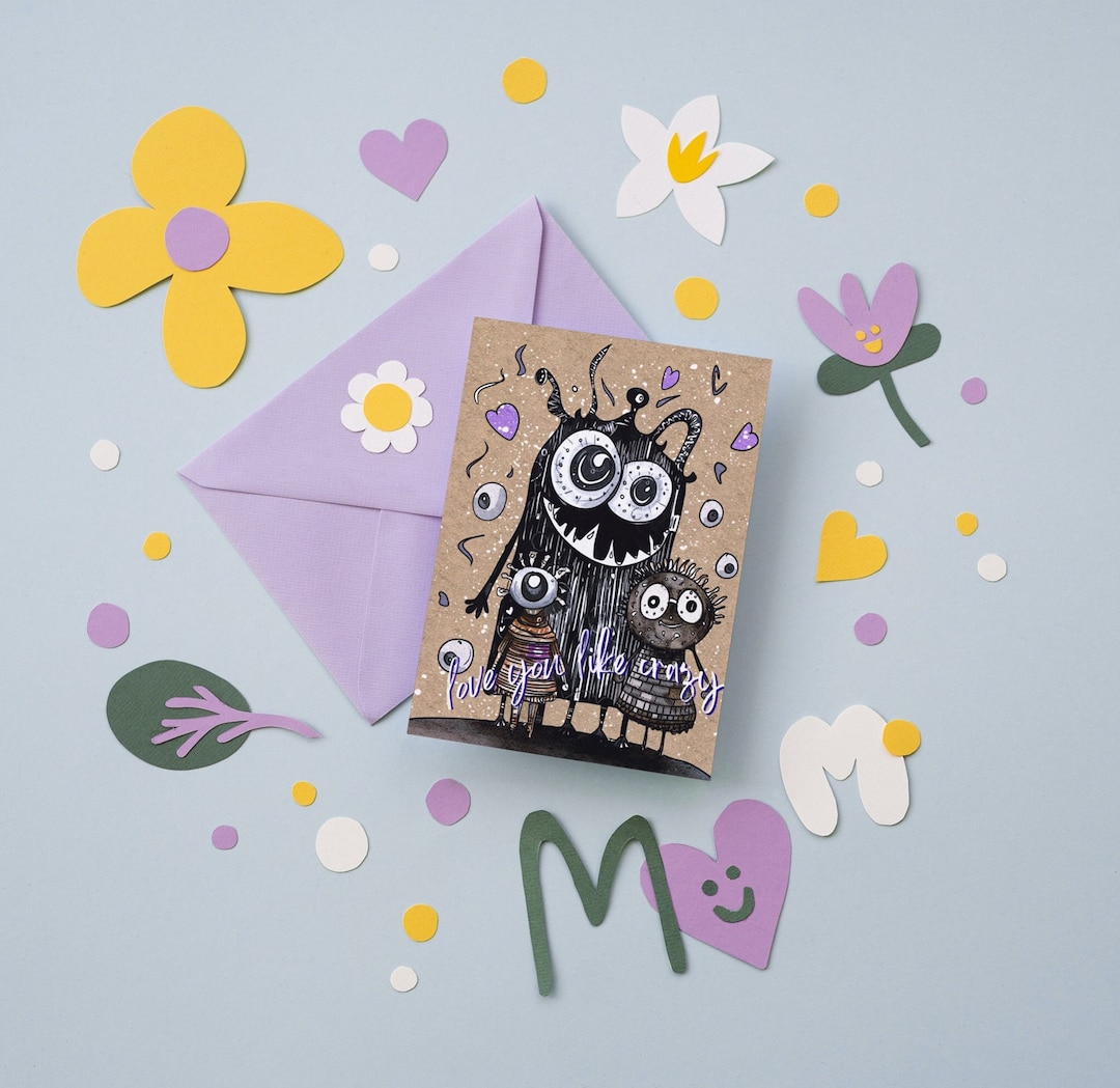 Litte Monsters Card Mother's Day Cards Mothers Day Gifts Monster ...