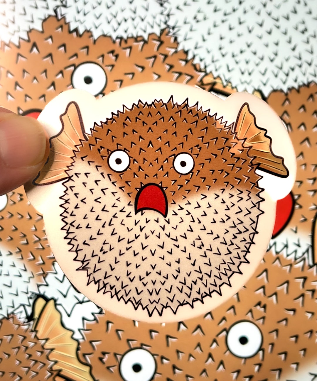 Mr Puff Fish Sticker - Cute Stickers - Fish Lovers Kawai Cartoon ...