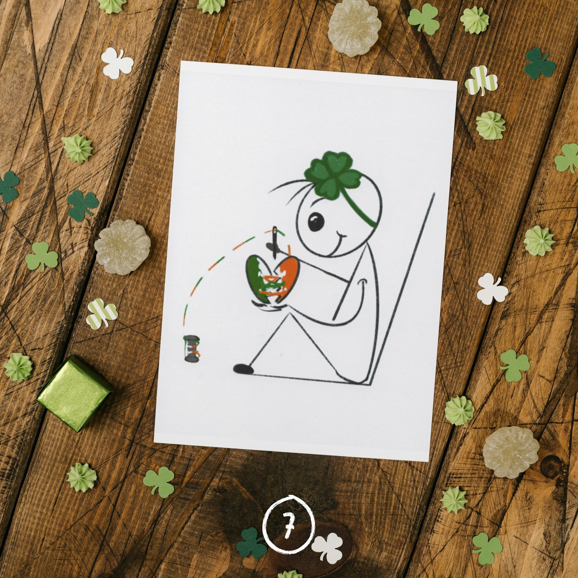 St Patrick's Day Stickman Card, Irish Handmade Card - Etsy UK