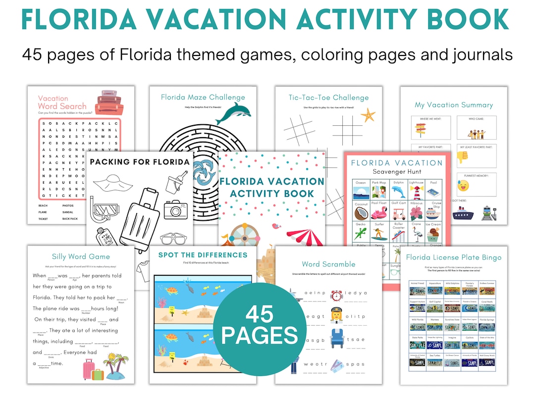 Florida Vacation Activity Book | Busy Book for Spring Break Road Trips ...