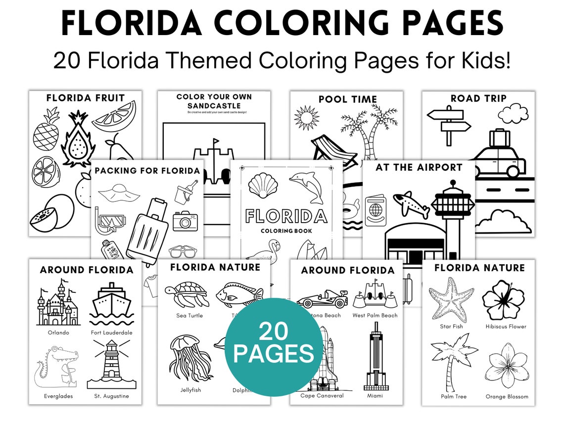 Printable Florida Coloring Pages for Kids | 20 Pages With Beach, Nature ...