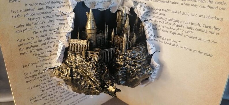 Hogwarts Coming Out of the Pages of the Book. Booknook - Etsy
