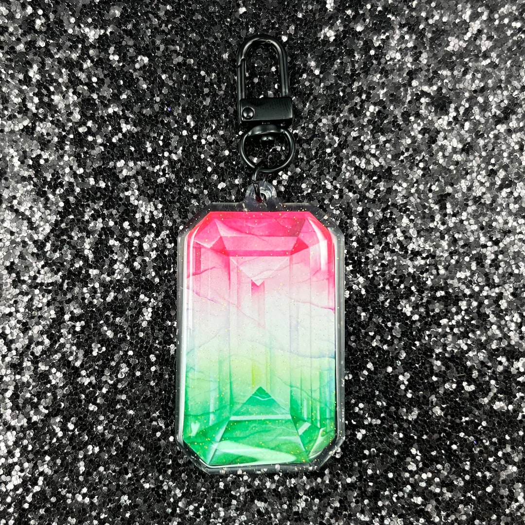 Watermelon Tourmaline, Crystal Keychain, Acrylic Keychain, Tourmaline ...