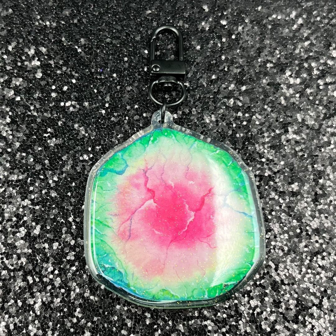 Watermelon Tourmaline, Crystal Keychain, Acrylic Keychain, Tourmaline ...