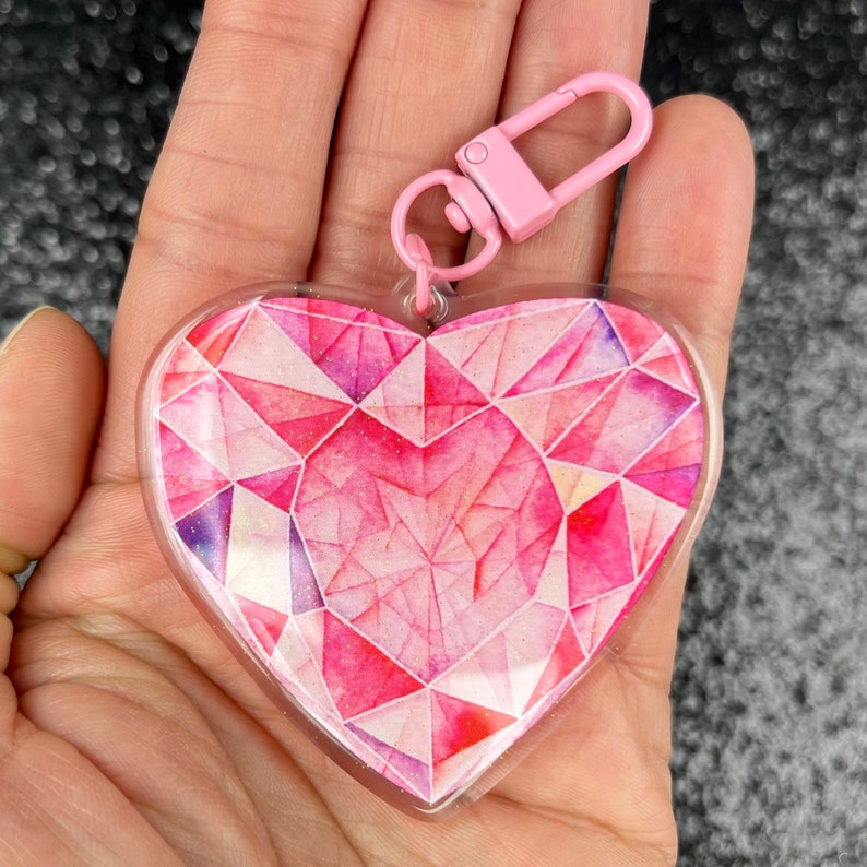 Rose Quartz Heart, Rose Quartz Keychain, Crystal Heart, Pink Crystal ...