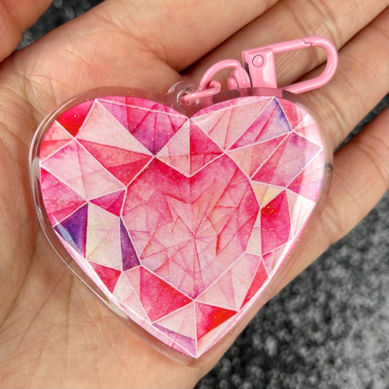 Rose Quartz Heart, Rose Quartz Keychain, Crystal Heart, Pink Crystal ...