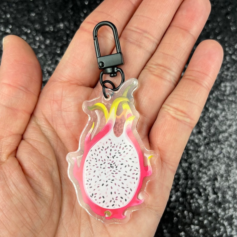 Dragon Fruit, Dragon Fruit Keychain, Fruit Keychain, Acrylic Keychain ...