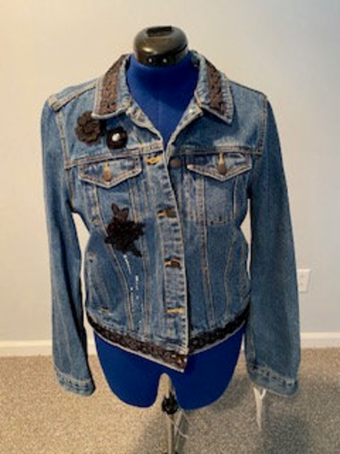 Chic Jean Jacket With Unique Embellishments - Etsy