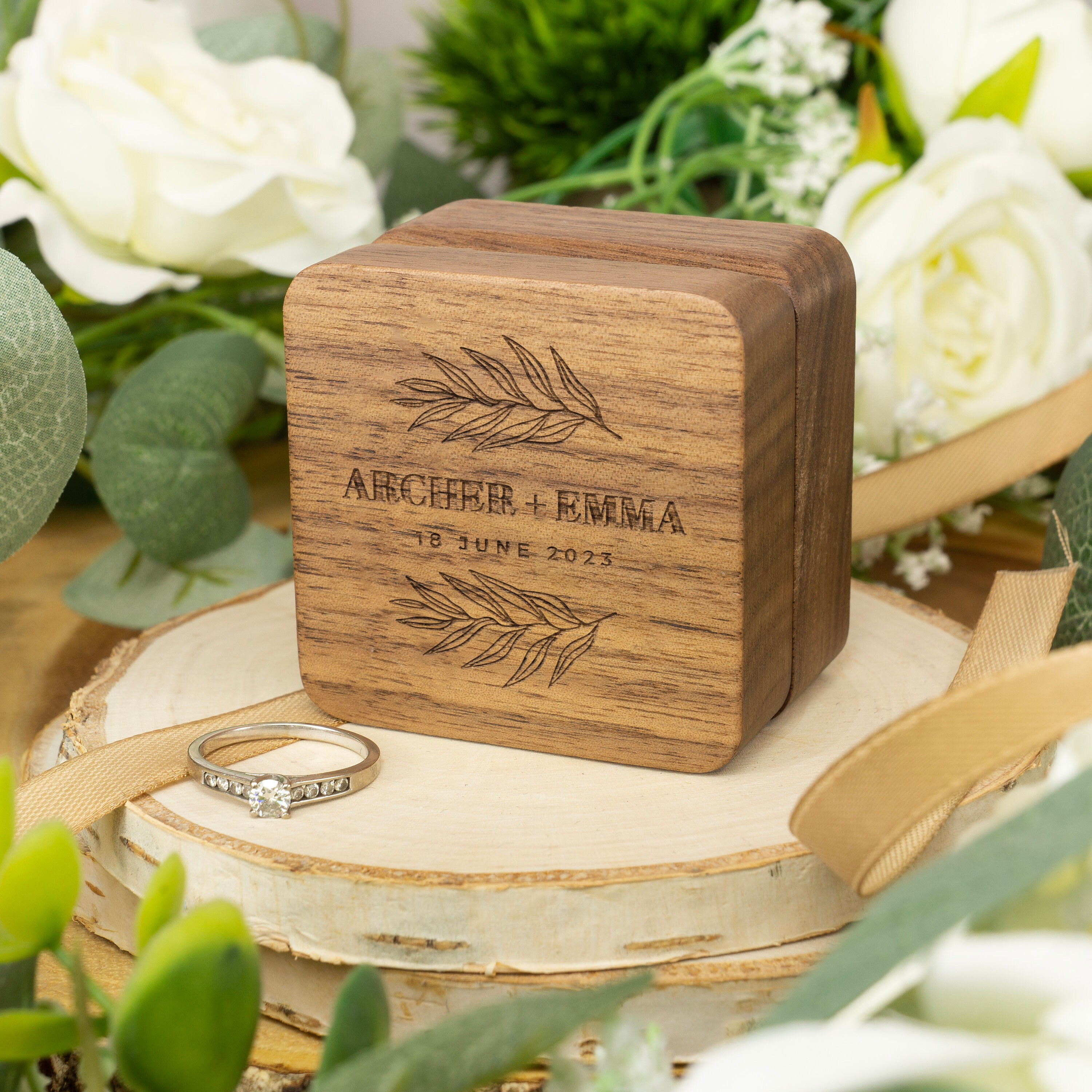 Personalized Wedding Ring Box Custom Engraved Proposal Ring Box Couple ...