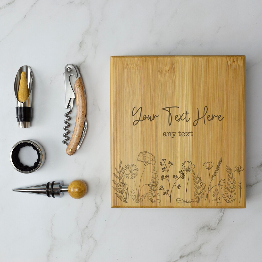 Wine Accessory Gift Set Engraved Wild Flowers Wine Somellier Gift Set ...