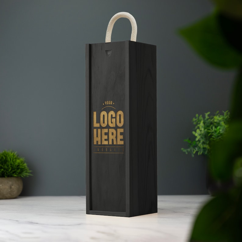 Personalised Logo Wine Box Custom Laser Engraved Gift Birthday Business ...