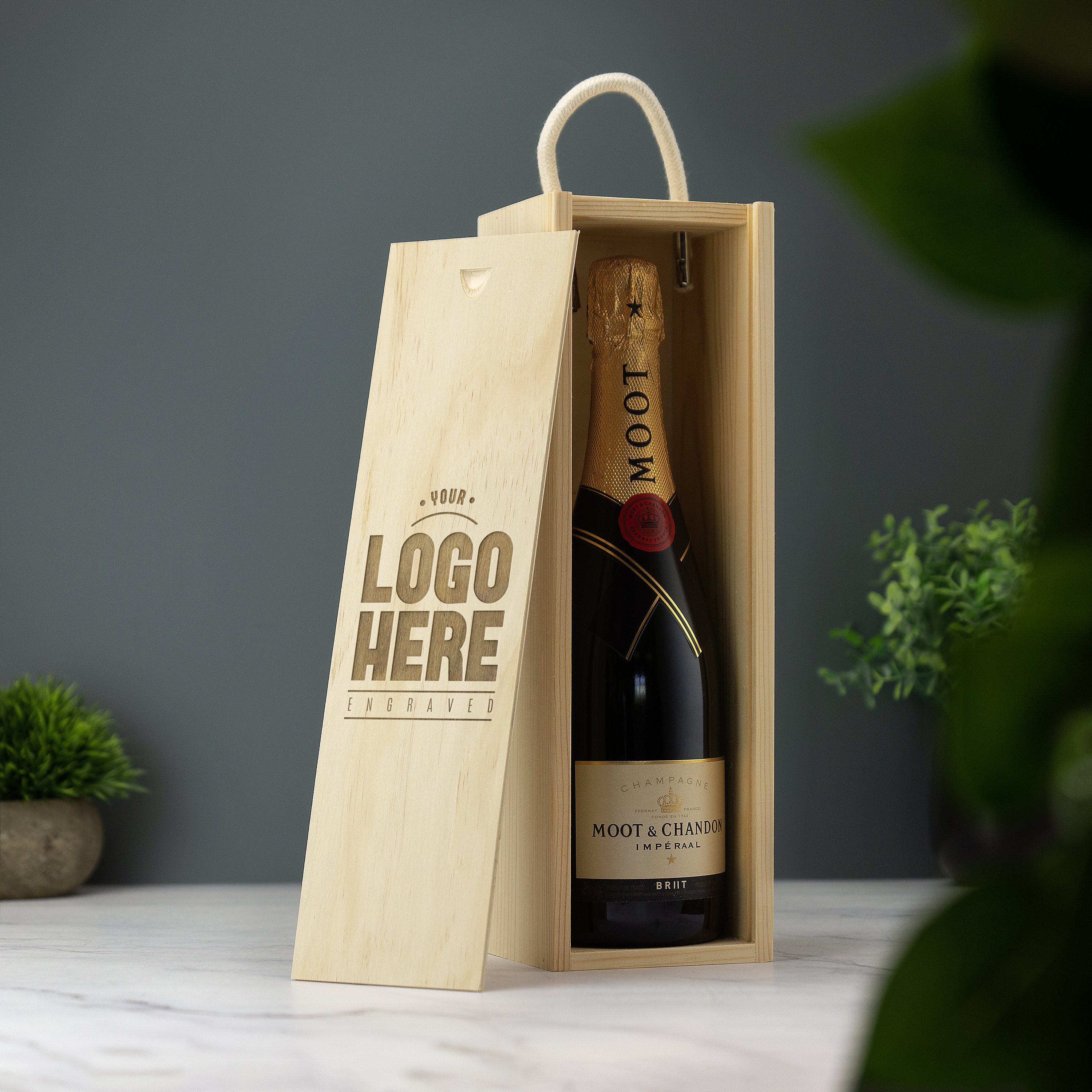 Personalised Logo Wine Box Custom Laser Engraved Gift Birthday Business ...