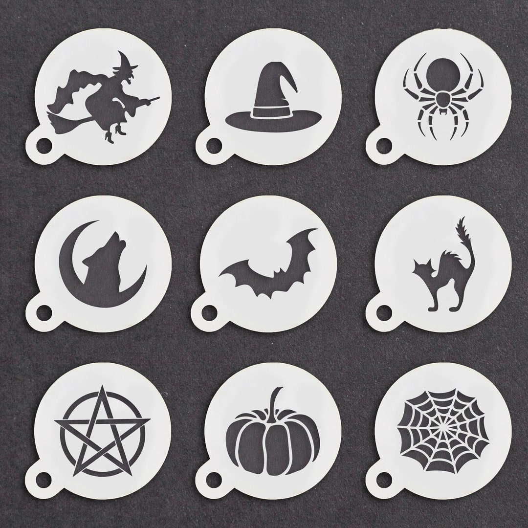 Halloween Coffee Duster Stencil Latte Cappuccino Scary Spray Barista ...