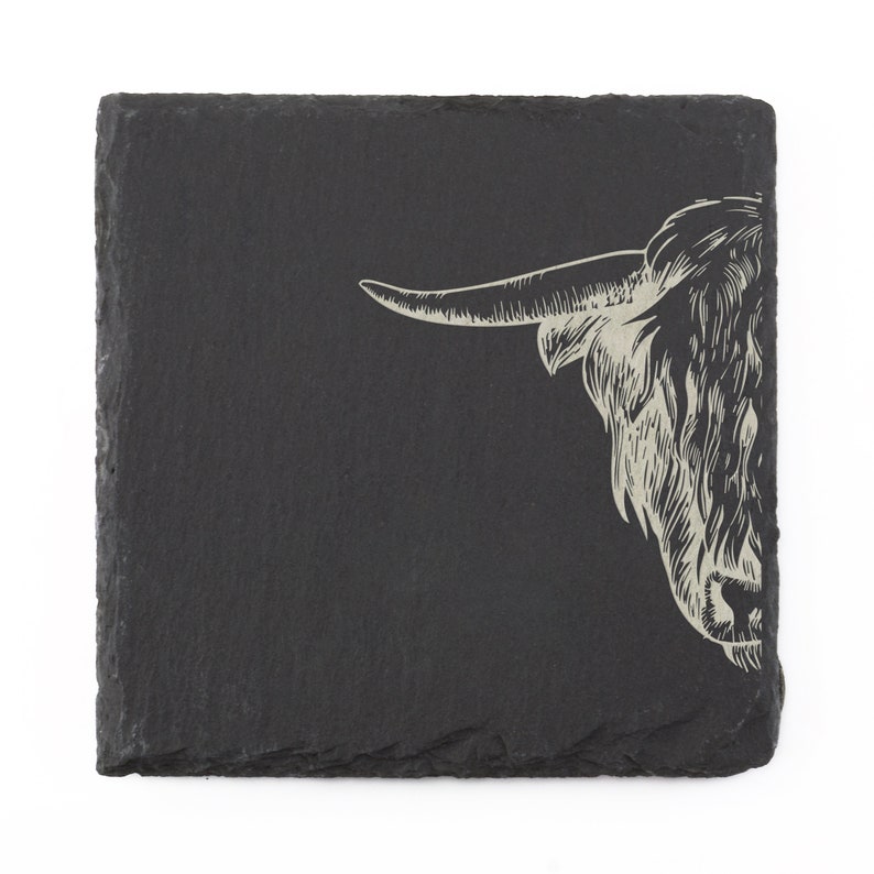 Highland Cow Slate Placemat & Coaster Set Laser Engraved - Etsy UK