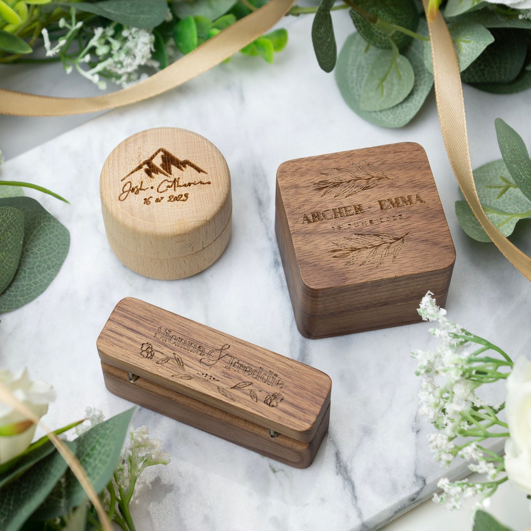 Personalized Wedding Ring Box Custom Engraved Proposal Ring Box Couple ...