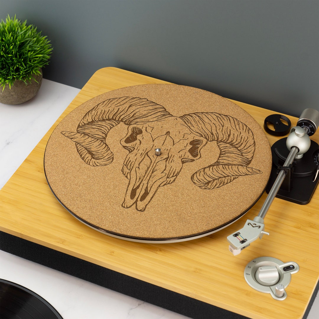 Ram Skull Record Player Slip Mat Turntable DJ Slip Mat Laser Engraved ...