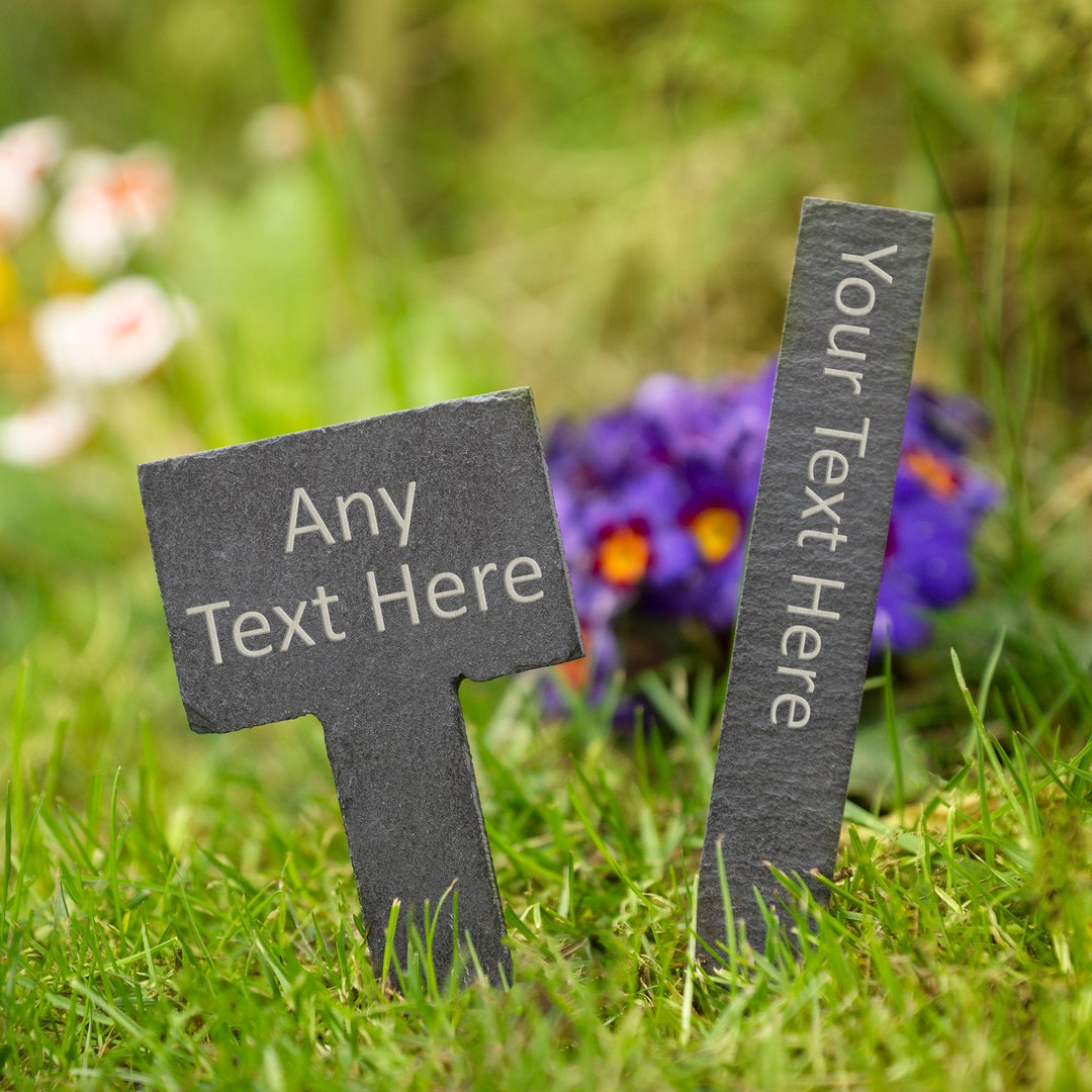 Personalised Engraved Slate Garden Sign Custom Text Herb Planter ...