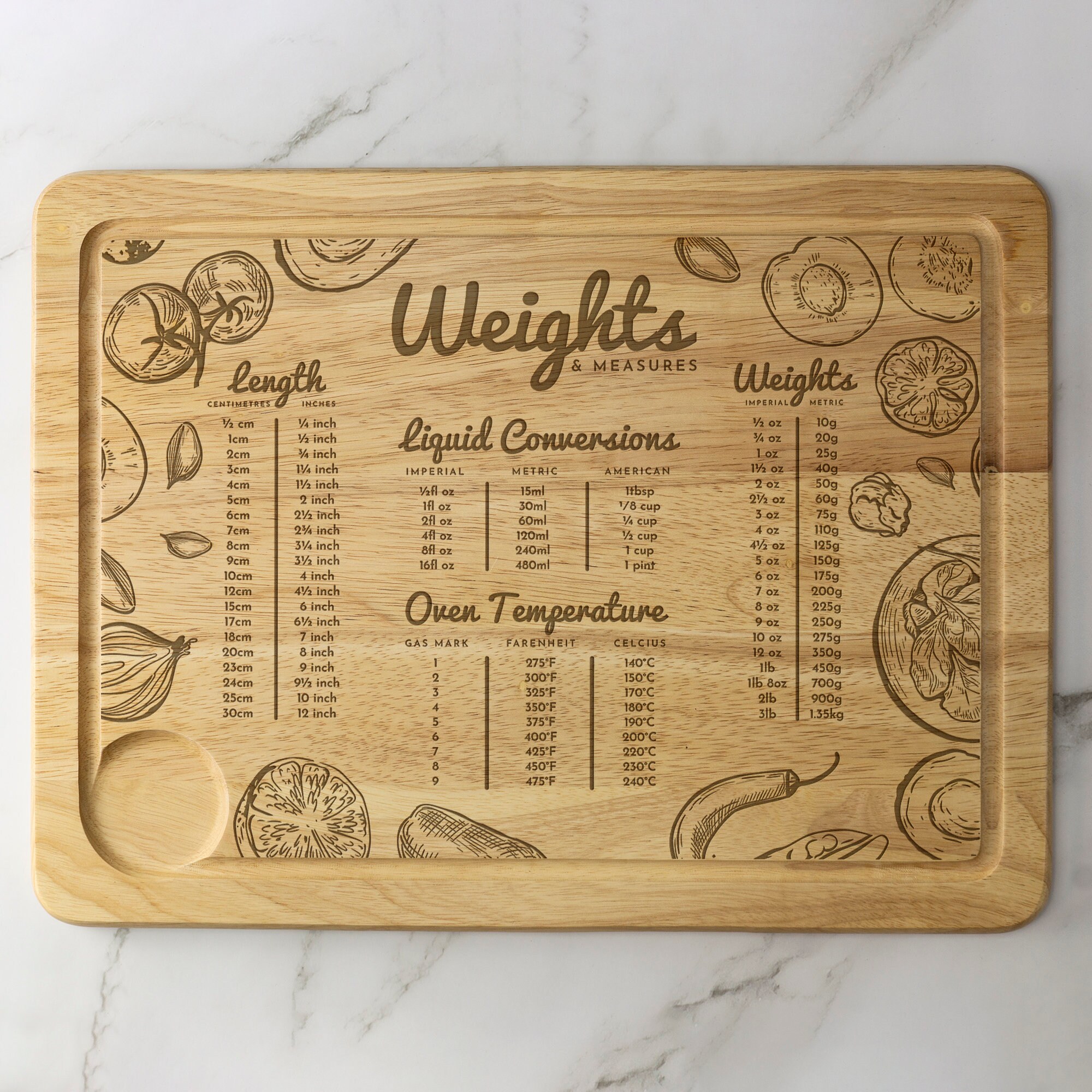 Measurement Conversion Wooden Board Baker Chef Cook Novelty Gift ...
