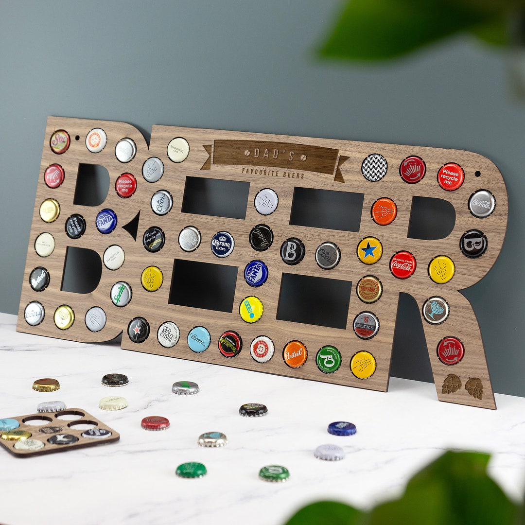 Engraved Beer Cap Holder Bottle Cap Collector Gift for Him Husband Dad ...