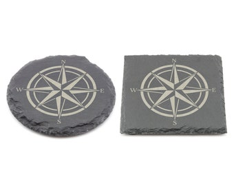 Viking Compass Slate Coaster Laser Engraved Shabby Chic Gift | Etsy