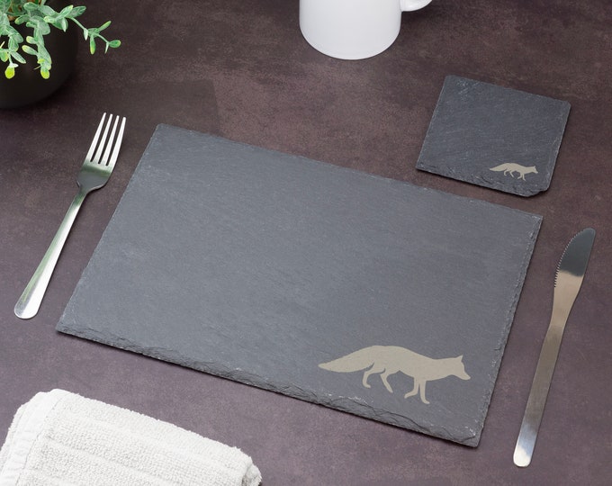 Slate Placemat & Coaster Set Highland Cow Laser Engraved Scotland ...