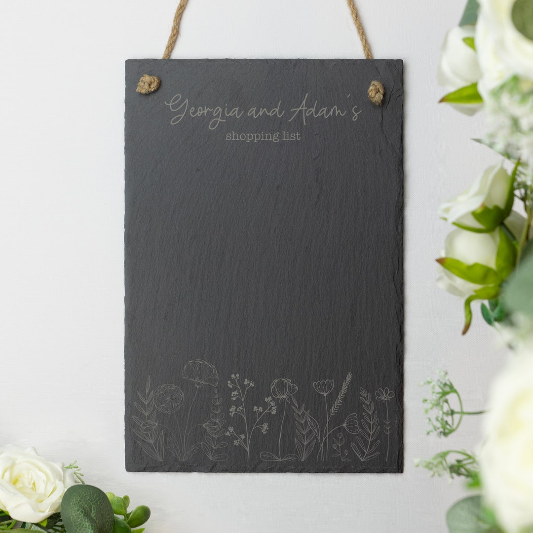 Personalised Flower Design Memo Board, House Warming, Kitchen, Chalk ...