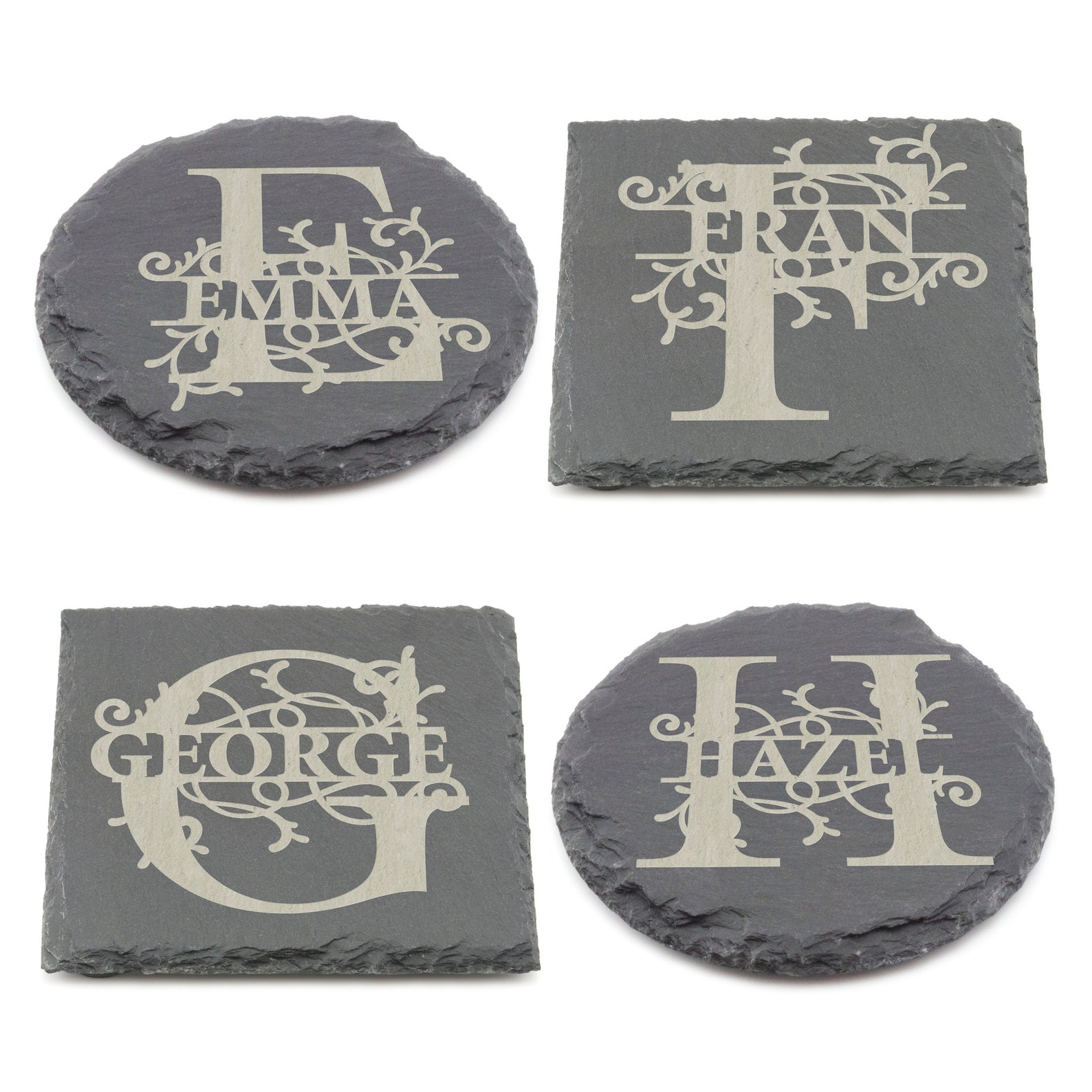 Slate Coaster Personalised Name and Initial Letter Laser - Etsy
