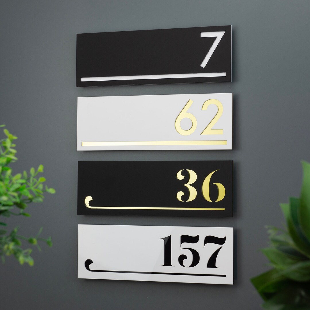 Contemporary Modern House Number Sign Address Signage Double Layer - Etsy