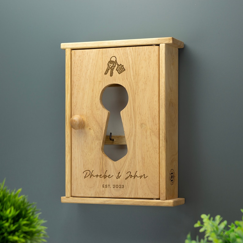 Personalised Wooden Key Box Safe Laser Engraved UK New Home - Etsy