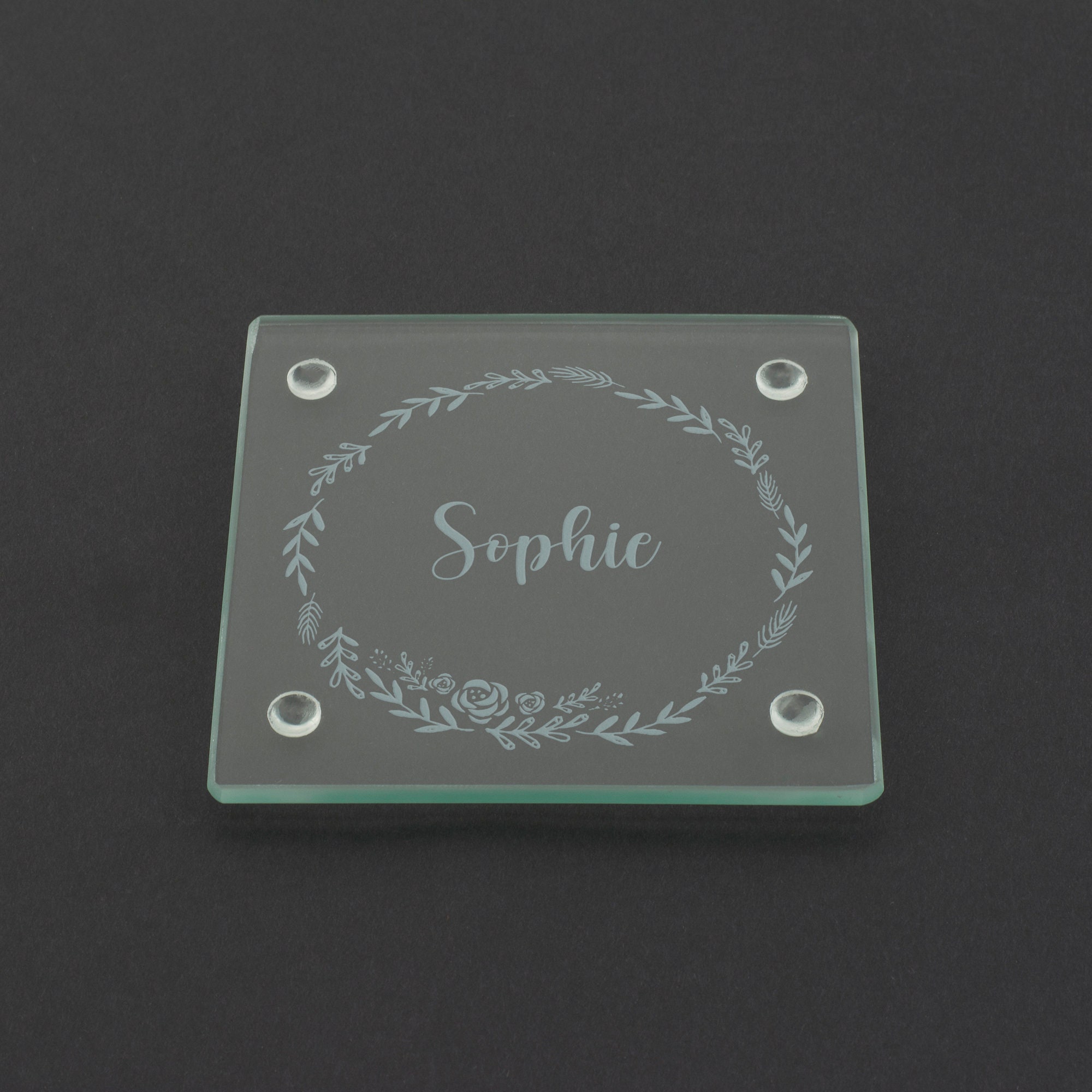 Glass Coaster Personalised Custom Text Name Laser Engraved - Etsy UK