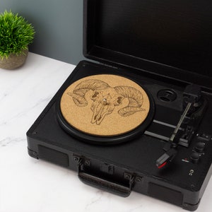 Ram Skull Record Player Slip Mat Turntable DJ Slip Mat Laser Engraved ...