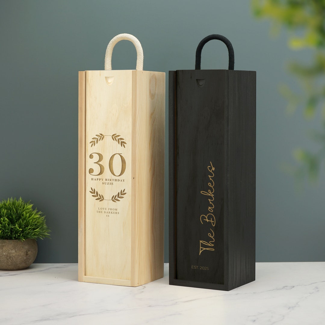 Personalised Wine Box Custom Laser Engraved Gift Birthday Christmas ...