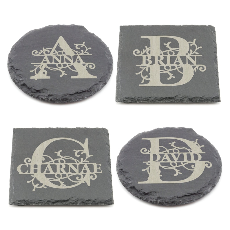 Slate Coaster Personalised Name and Initial Letter Laser - Etsy