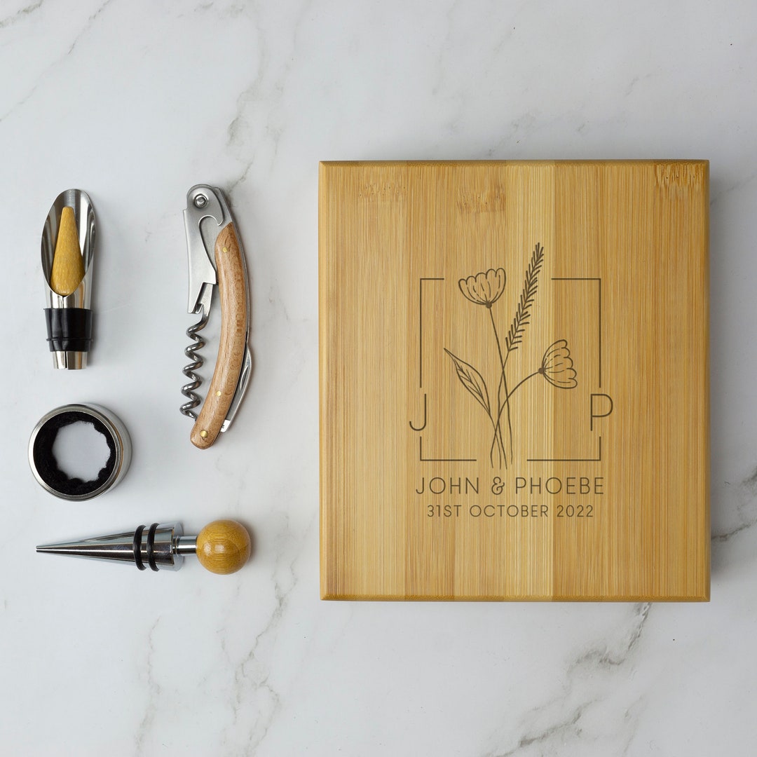 Couples Wine Accessory Gift Set Personalised Engraved Wine Gift Set ...