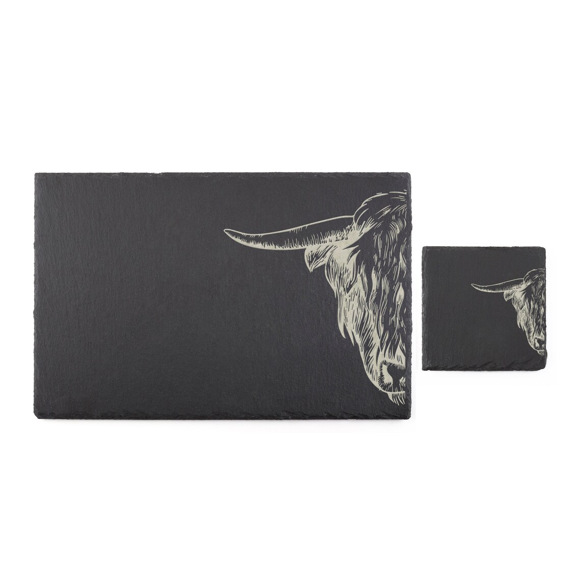 Highland Cow Slate Placemat & Coaster Set Laser Engraved - Etsy UK