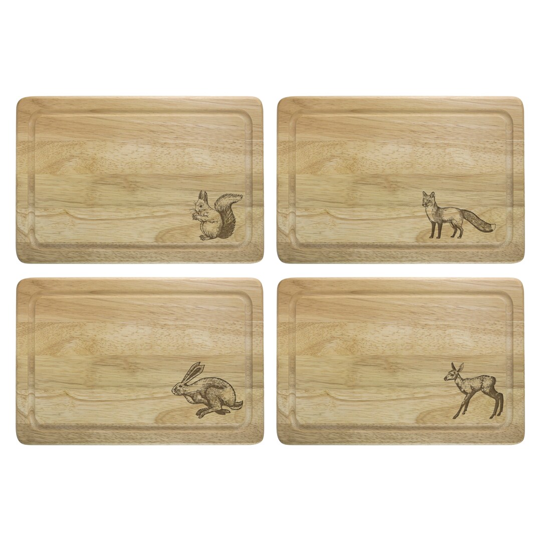 Woodland Animals Wooden Chopping Board Fox Deer Squirrel - Etsy