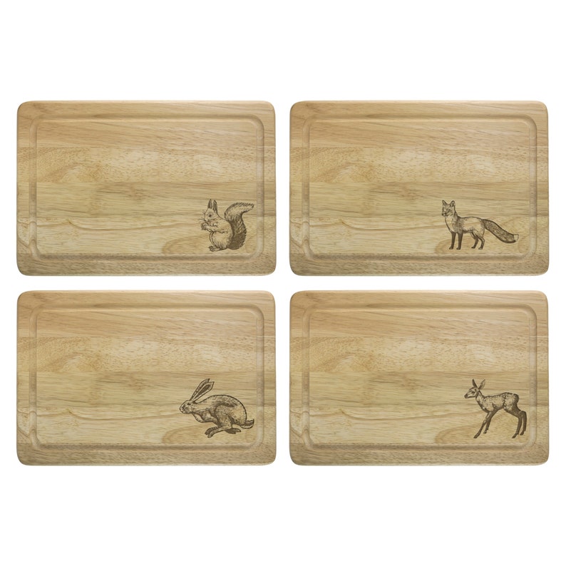 Woodland Animals Wooden Chopping Board Fox Deer Squirrel - Etsy UK