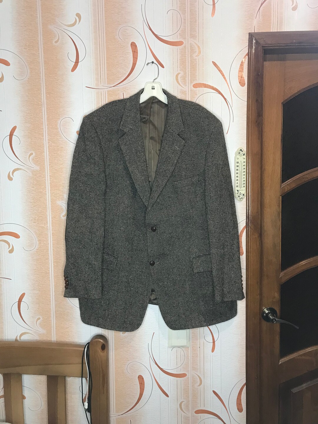 Men's HARRIS TWEED & Mario Barutti Authentic Light Brown Plaid Pattern ...