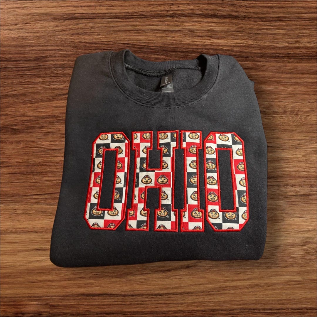 Ohio State Embroidered Sweatshirt, Ohio Appliqué Sweatshirt, Brutus ...