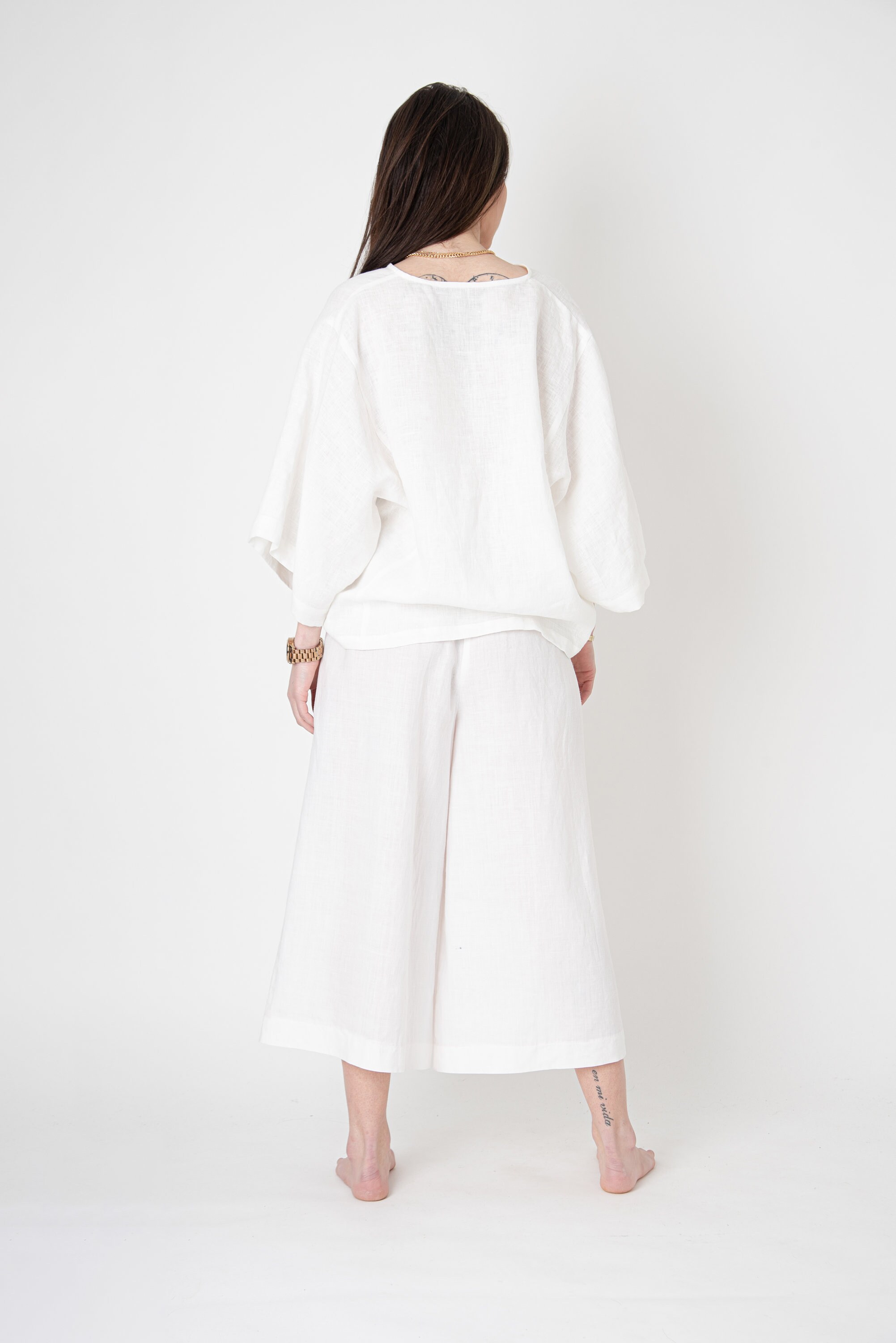 Linen Summer Set/Linen Two Piece Set/White Linen Set/Linen Harem Pants ...
