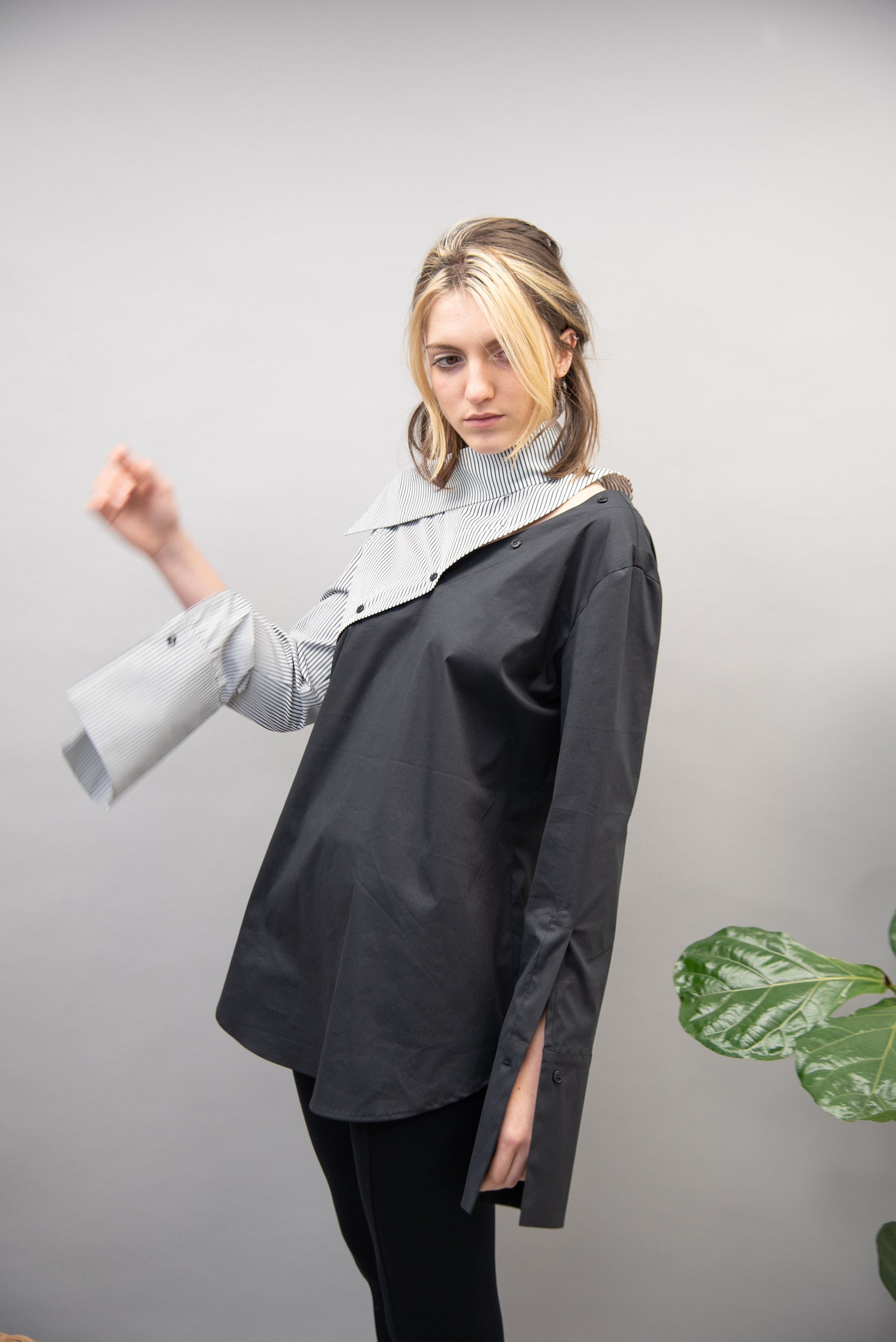 Two Tone Convertible Shirtopen Shoulder Shirtdetachable - Etsy